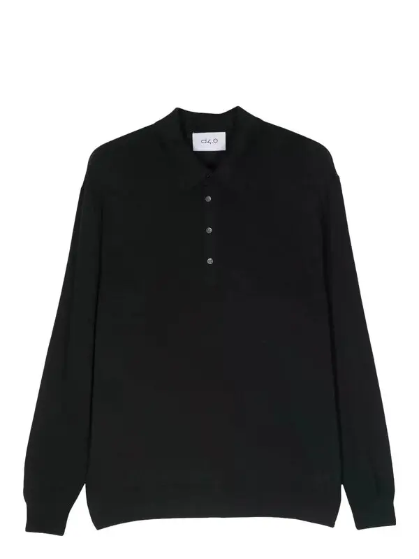 D4.0 Wool Polo Shirt - Black