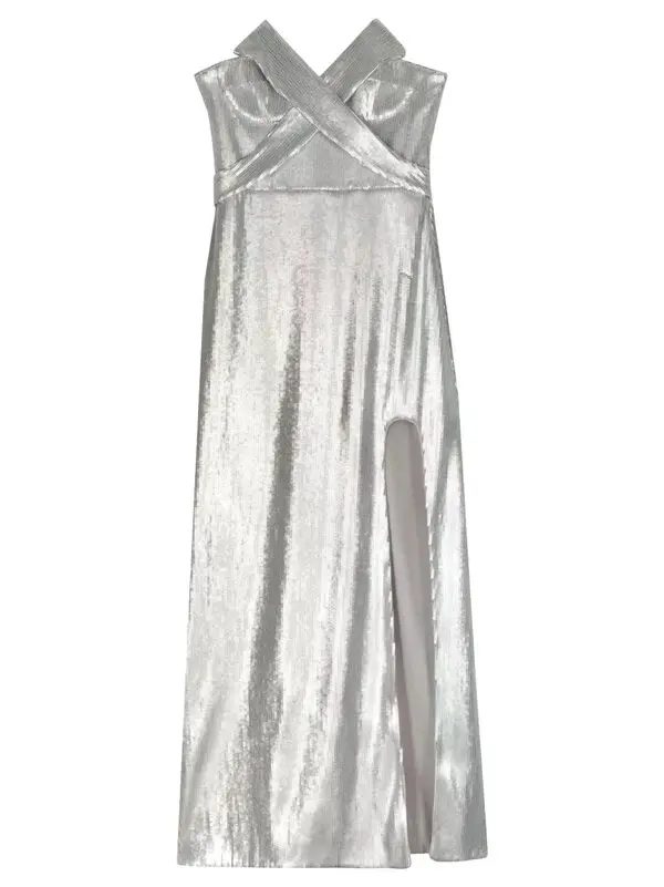 GENNY Sequined Strapless Gown - Silver