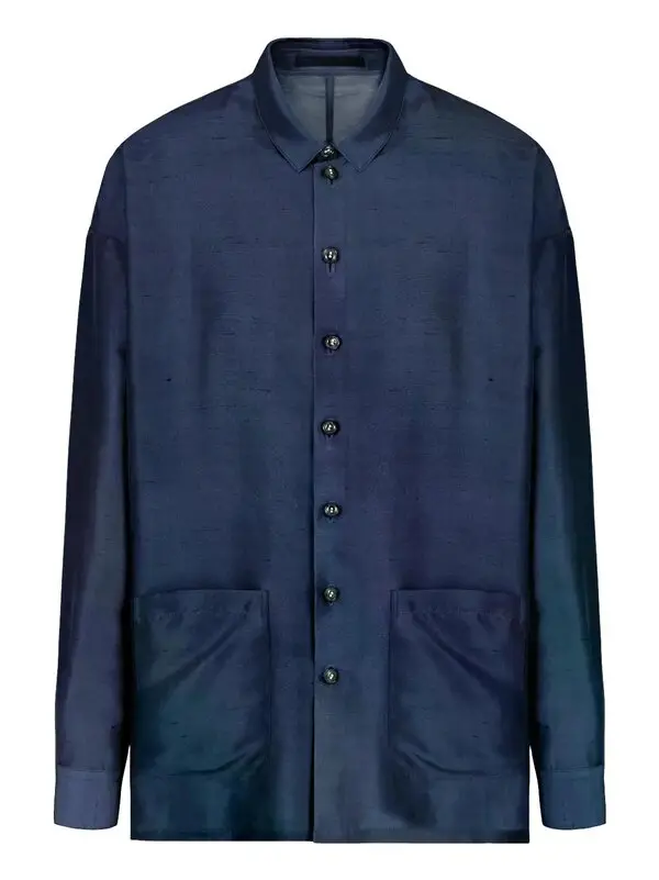 Giorgio Armani Silk Shirt Jacket - Blue