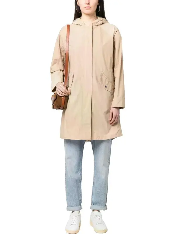 Woolrich Hooded Mid-length Coat - Neutrals