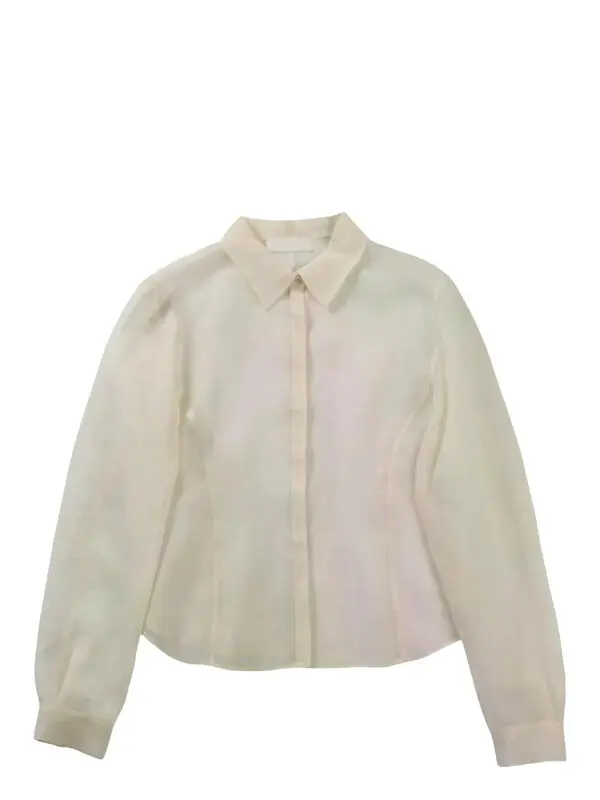 AMOMENTO Semi-sheer Button-front Shirt - Neutrals