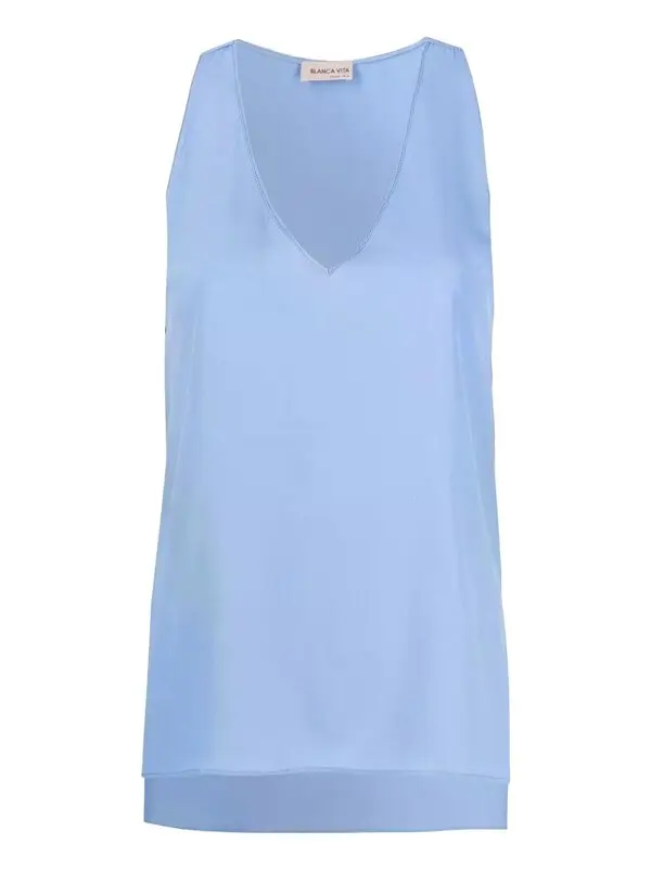 BLANCA VITA V-neck Sleeveless Top - Blue