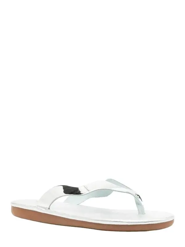 ANCIENT GREEK SANDALS Metallic Leather Thong Sandals - Silver