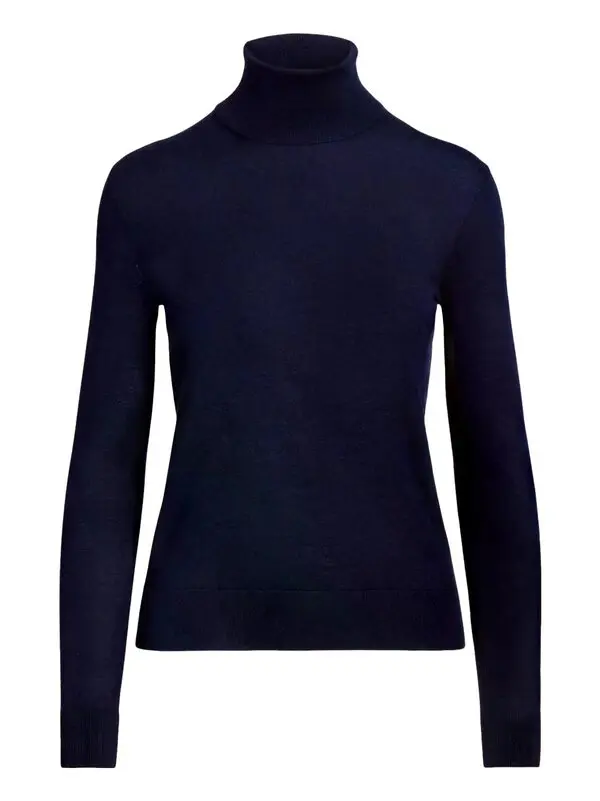 Ralph Lauren Fine Knit Roll Neck Jumper - Blue