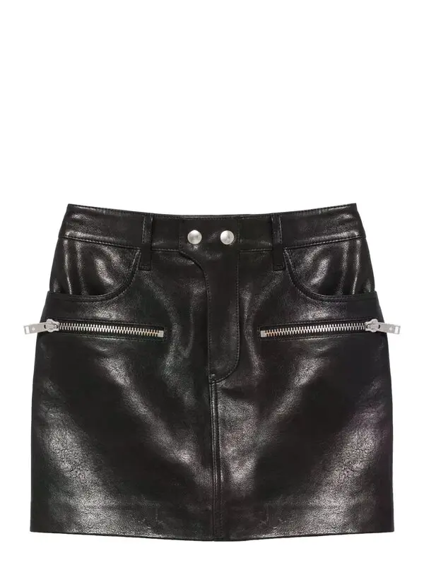 ANINE BING Leather Mini Skirt With Zip Pockets - Black