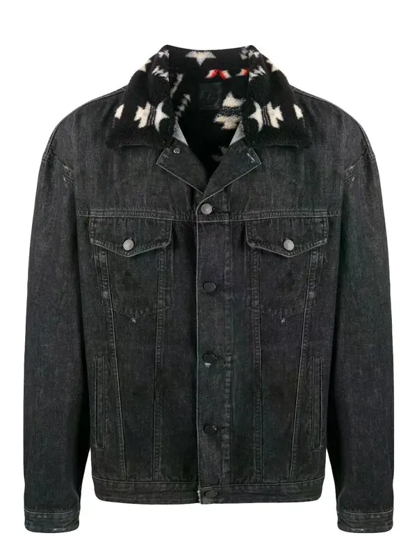 Alchemist Denim Jacket With Contrasting Collar - Black