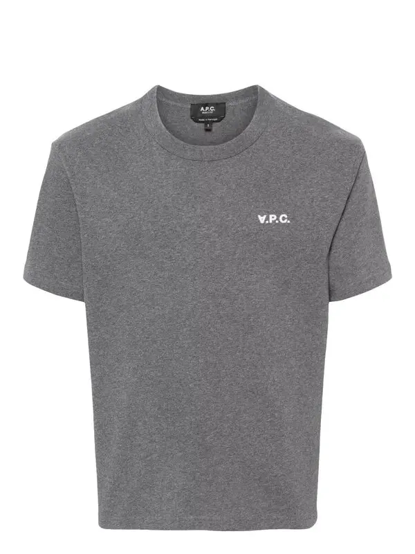 A.p.c. Logo-embroidered Cotton T-shirt - Grey