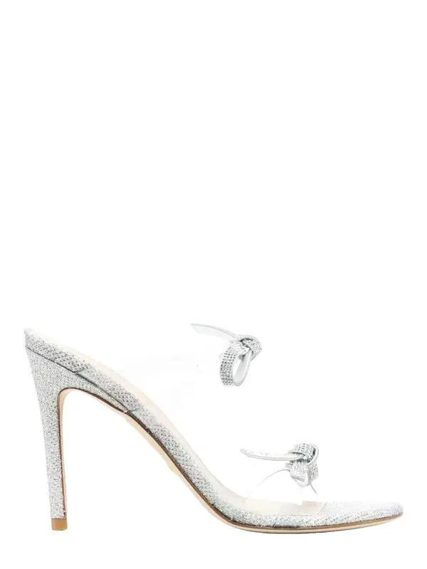 STUART WEITZMAN Embellished Bow Detail High Heel Sandals - Silver