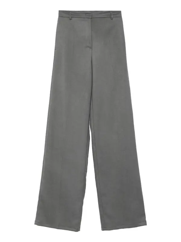 BLANCA VITA Anthracite Flannel Straight Leg Trousers - Grey