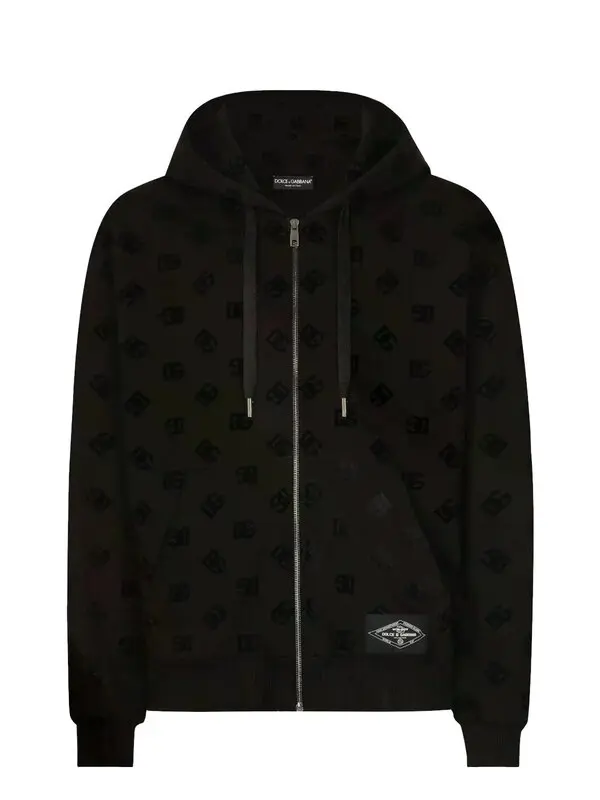 Dolce & Gabbana All-over Debossed Logo Hoodie - Black