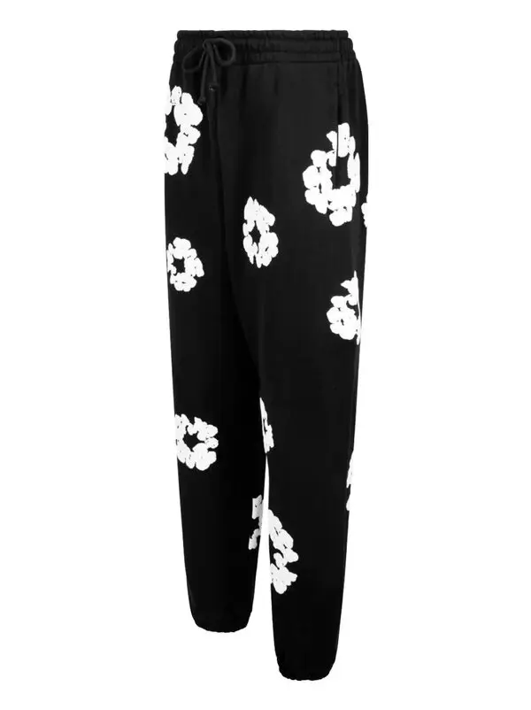 DENIM TEARS Cotton Wreath-print Track Pants - Black