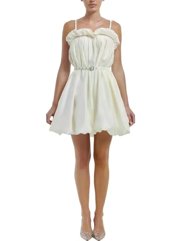 POST MERIDIEM Draped Thin-strap Mini Dress - Neutrals