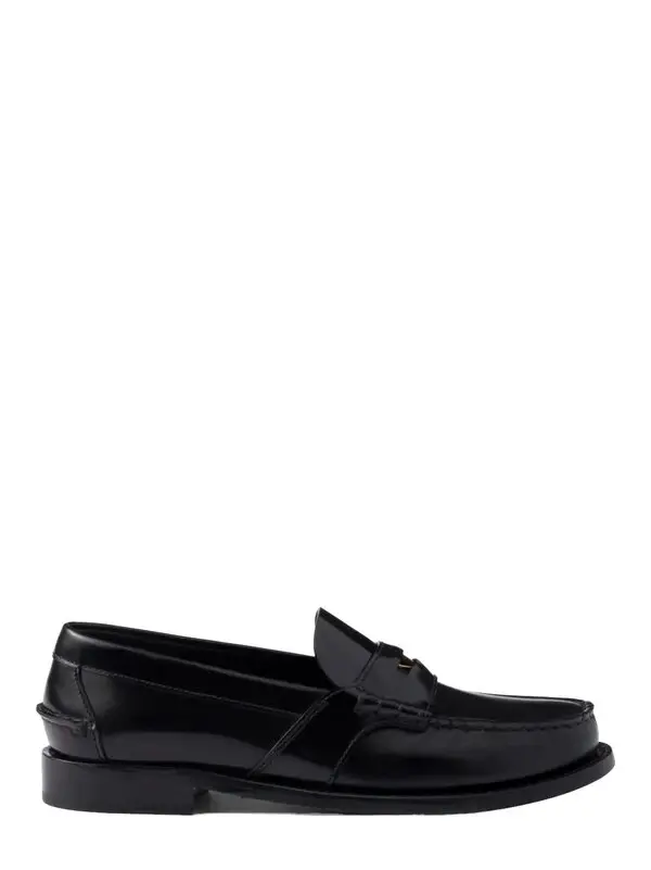 Prada Brushed-leather Loafers - Black