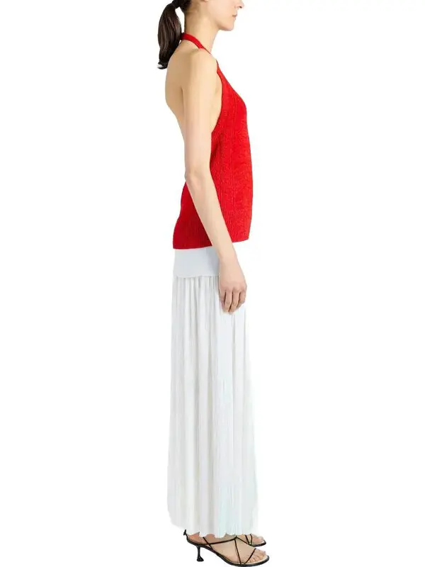 Proenza Schouler Halterneck Ribbed Knit Top - Red