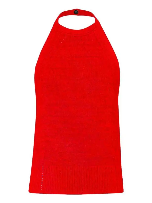 Proenza Schouler Halterneck Ribbed Knit Top - Red