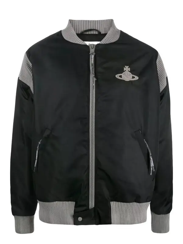 VIVIENNE WESTWOOD Orb Logo Embroidered Cotton Bomber Jacket - Black