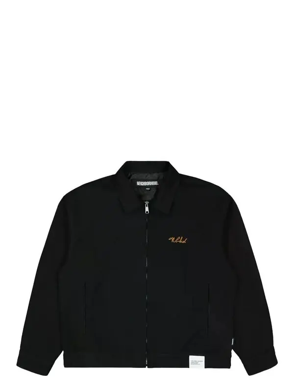 NEIGHBORHOOD Logo Embroidered Zip-up Jacket - Black