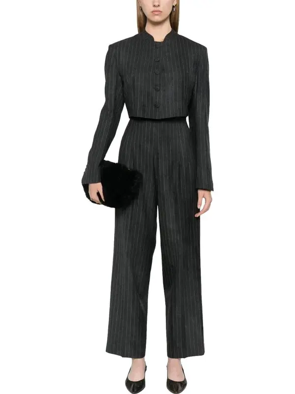 RACIL Mathilda Cropped Pinstripe Jacket - Grey