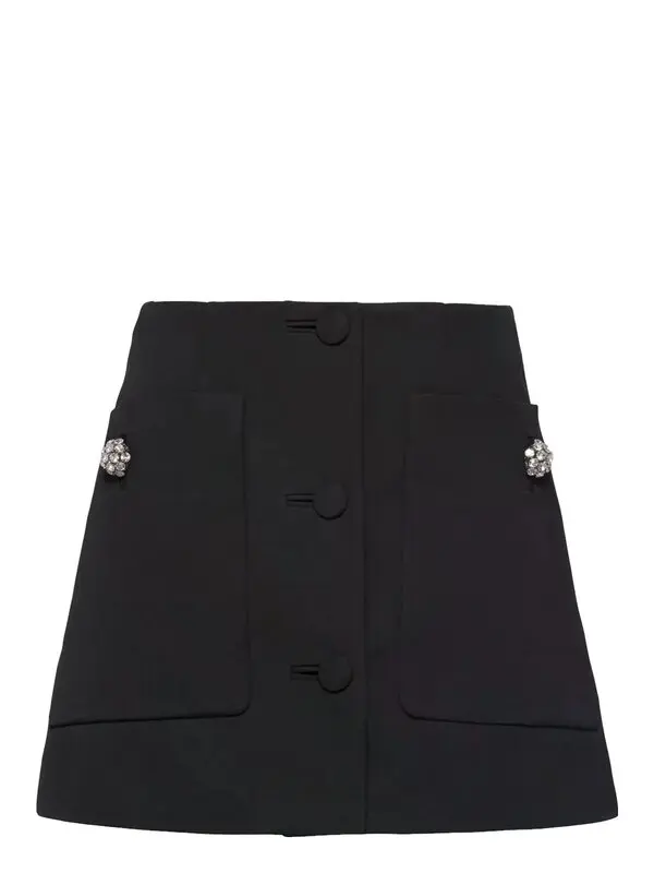 Prada Embellished Wool Mini Skirt - Black