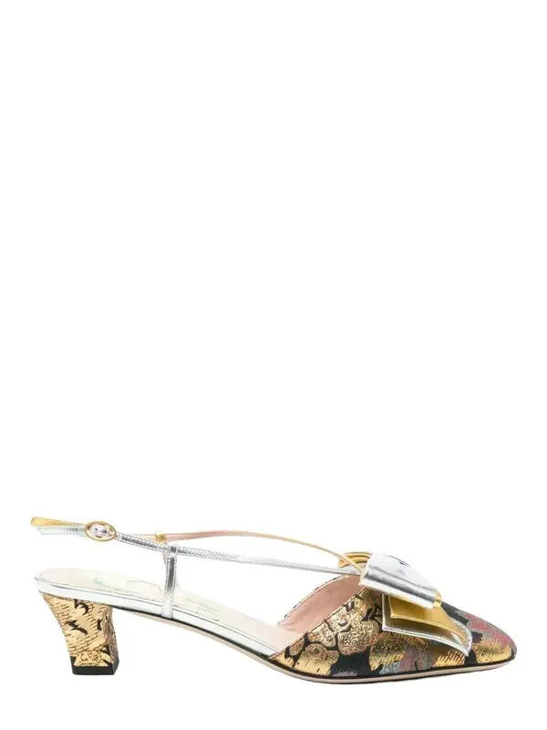 Valentino Garavani Bow Detail Jacquard Slingback Pumps - Silver