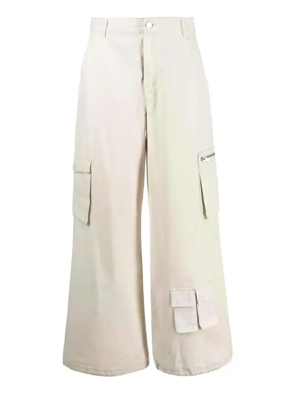 GESTUZ Multiple-pockets Wide Leg Trousers - Neutrals
