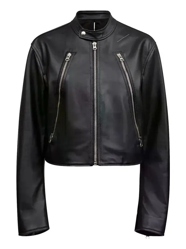 MAISON MARGIELA Calf Leather Moto Jacket - Black