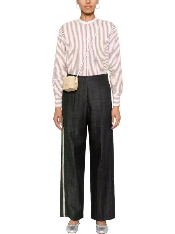 FORTE_FORTE Herringbone Wool Tailored Trousers - Grey
