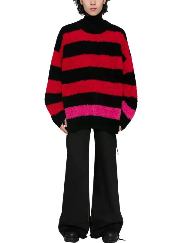 MASTERMIND WORLD Striped Crew Neck Sweater - Black
