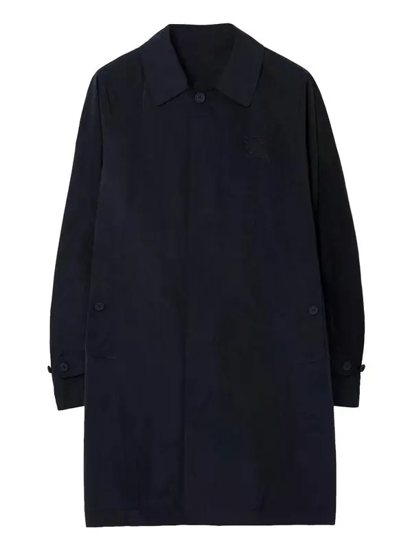 Burberry Single-breasted Logo Patch Coat - Blue