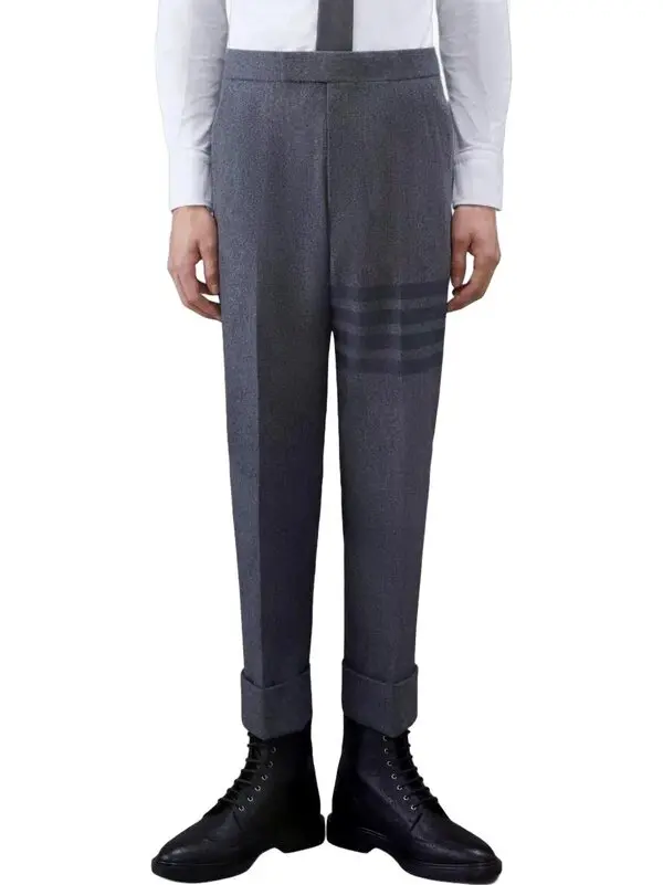 Thom Browne Tonal 4-bar Flannel Trousers - Grey