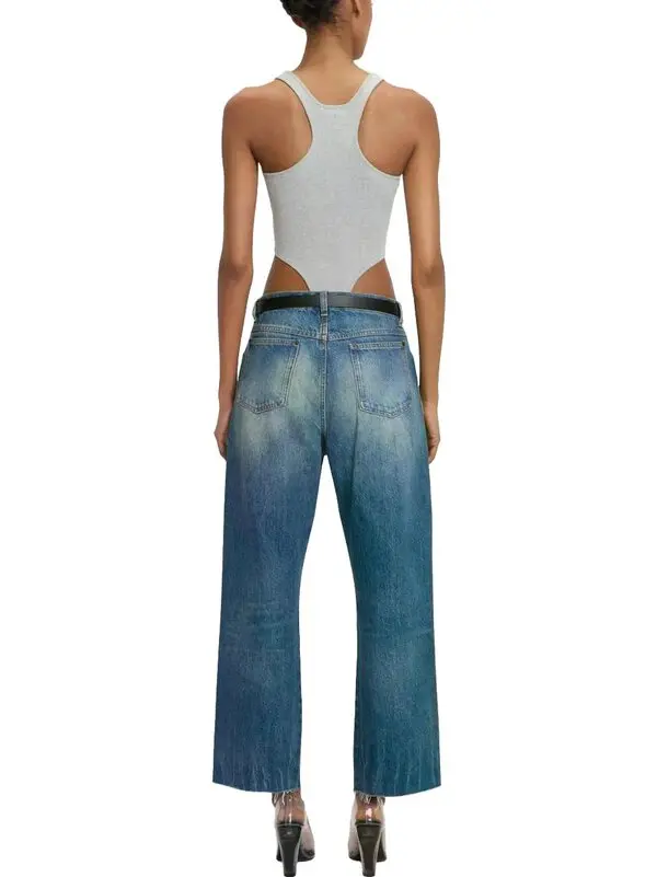 Victoria Beckham Ribbed High Neck Bodysuit - Grey