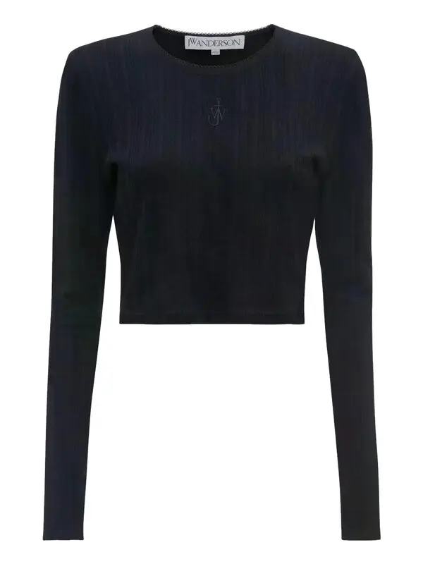 JW Anderson Anchor-embroidered Cropped Top - Black