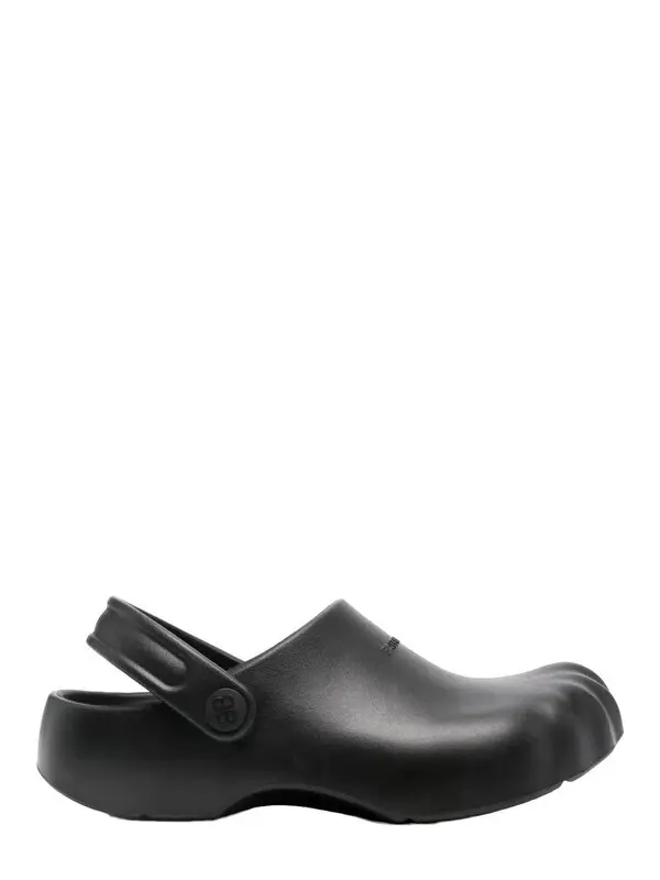 Balenciaga Embossed Logo Slip-on Mules - Black