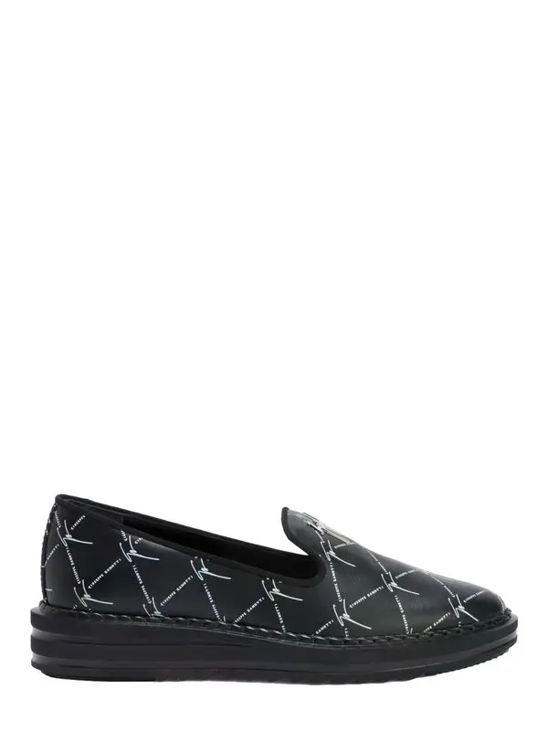 GIUSEPPE ZANOTTI Leather Monogram Loafers - Black