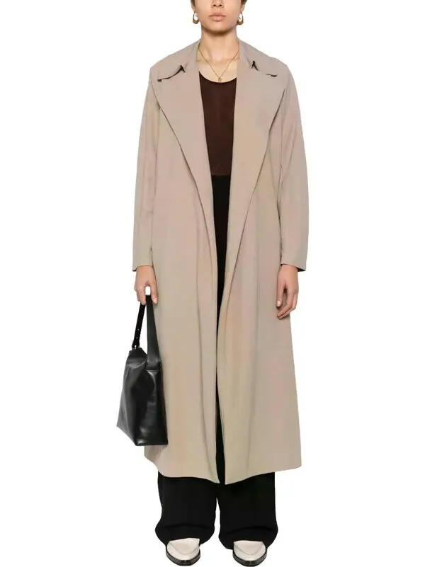 Harris Wharf London Notched Lapel Belted Trench Coat - Neutrals