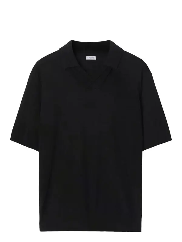 Burberry V-neck Wool Polo Shirt - Black