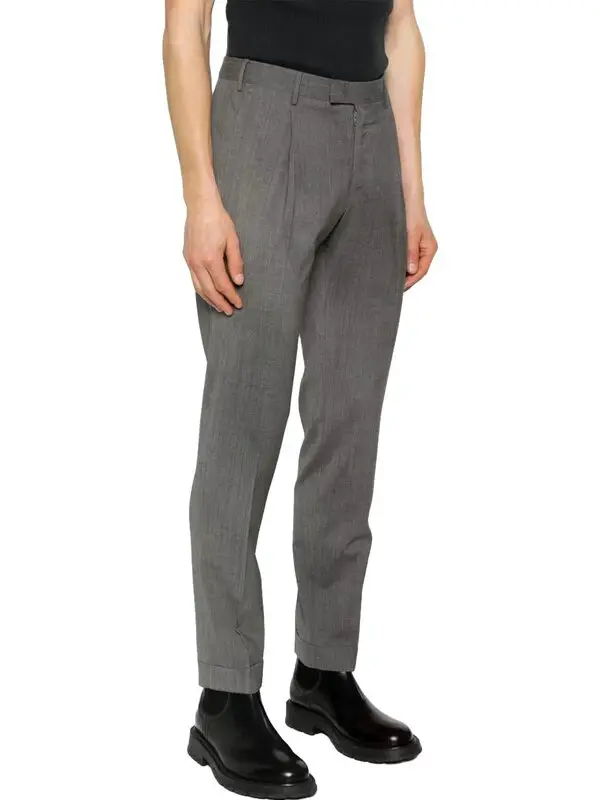 PT TORINO Pleated Slim-cut Stretch Virgin Wool Trousers - Grey