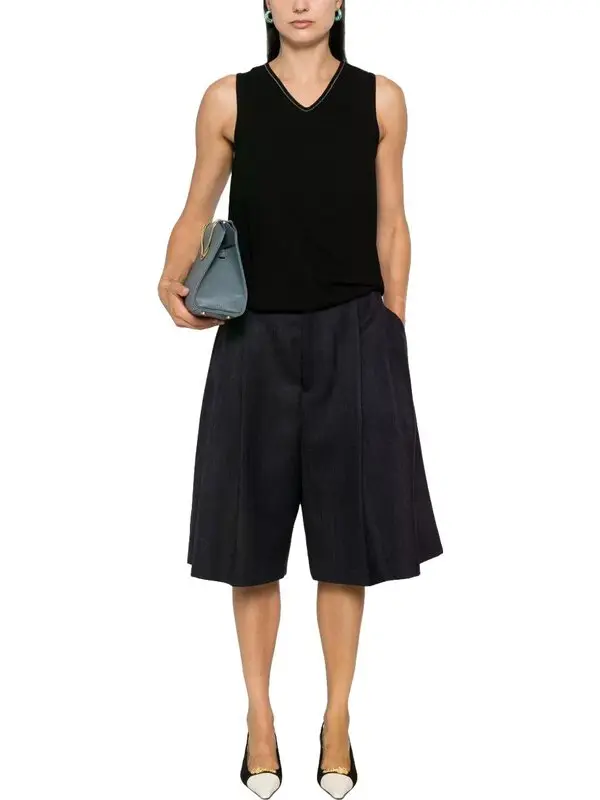 Fabiana Filippi V-neck Top With Ball-chain Detailing - Black