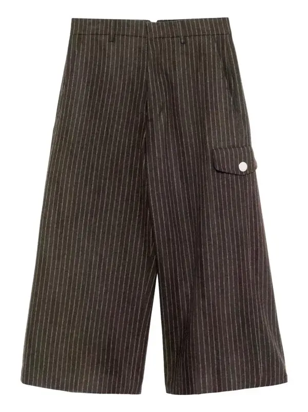 AMI Paris Striped Cropped Trousers - Brown