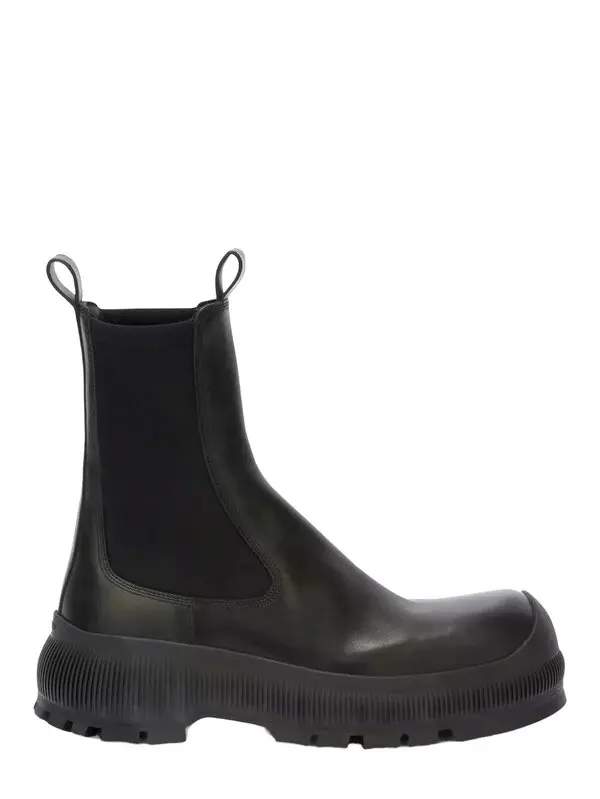 JIL SANDER Logo-embossed Leather Boots - Black