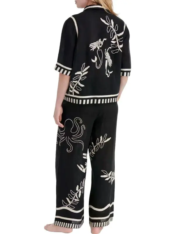 ERES Crab Embroidered Short-sleeve Shirt - Black