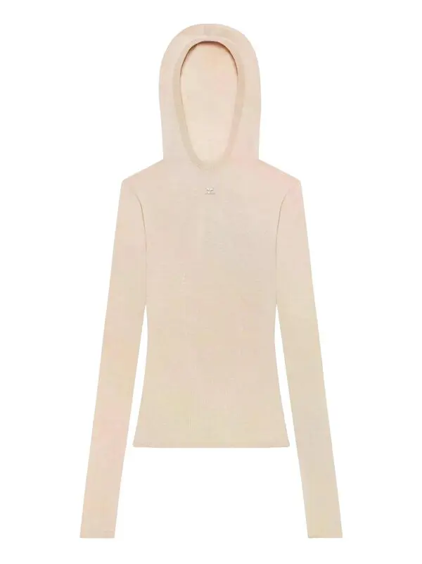 COURREGES Hooded Knitted Top - Neutrals