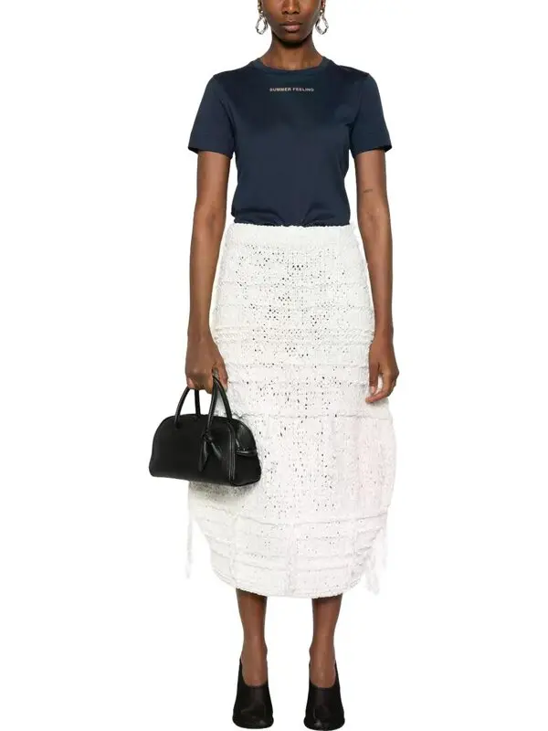 Max Mara Luso T-shirt With Crew Neck And Text Print - Blue
