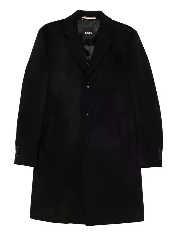BOSS Virgin Wool-cashmere Blend Felted Coat - Black