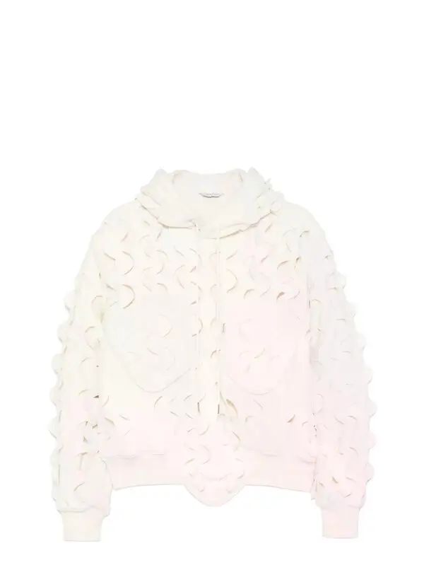 JUNTAE KIM Laser-slashed Fleece Hoodie - Neutrals