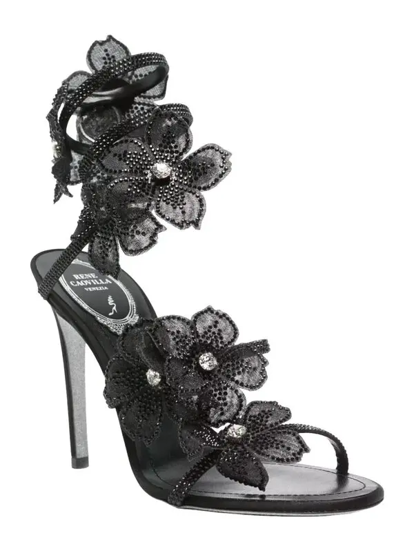 Rene Caovilla 105mm Floriane Sandals - Black