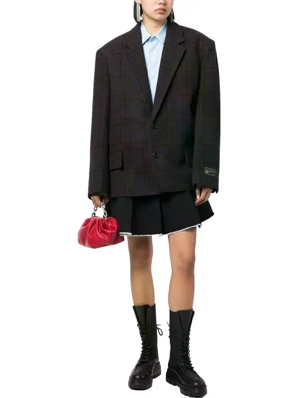 We11Done Grid-pattern Single-breasted Blazer - Brown