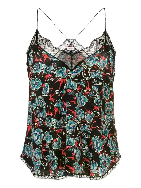Zadig&Voltaire Christy Floral-print Silk Camisole - Black