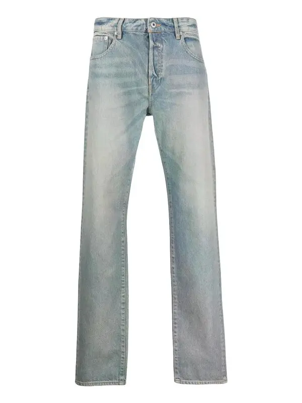 Kenzo Logo Patch Straight-leg Trousers - Blue