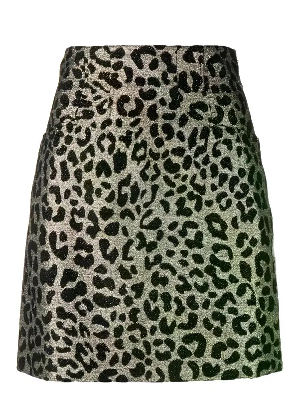 GENNY Leopard-print Mini Skirt - Silver
